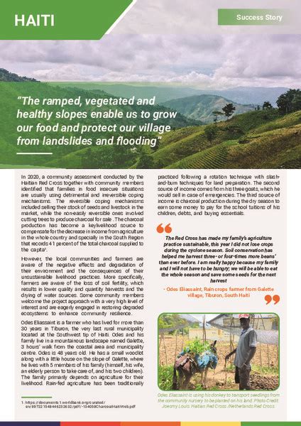 Upscaling Community Resilience Through Ecosystem Based Disaster Risk Reduction In Haiti Success