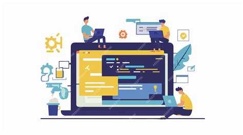 Professional Developers Building User Interface For Website Front View Premium Ai Generated Vector
