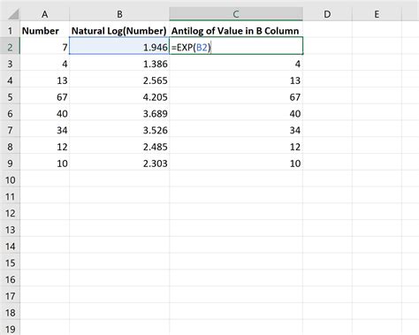 How To Find The Antilog Of Values In Excel Online Tutorials Library List