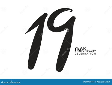 19 Year Anniversary Celebration Black Color Logotype Vector 19 Number