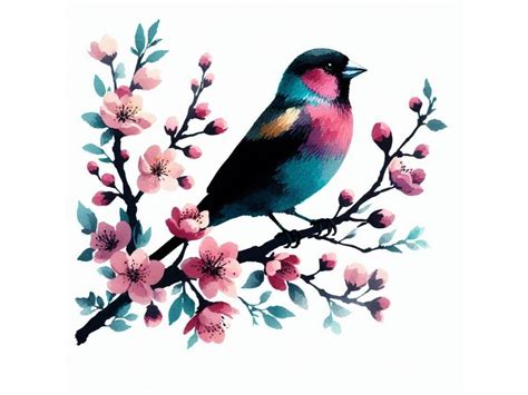 A Colorful Finch Perched On A Branch Ado Graphic By Clipartguru Creative Fabrica