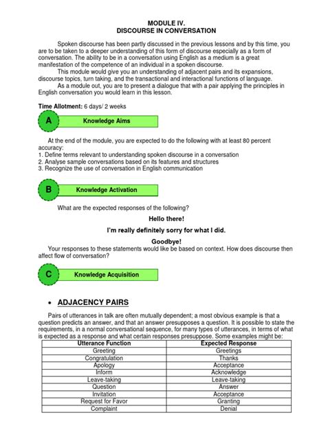 Discourse Module 5 Pdf Linguistics Human Communication