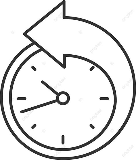 Back Arrow Around Clock Linear Icon Minute Refresh Pictogram Vector Minute Refresh Pictogram