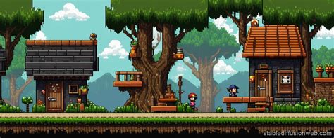 2d Platformer Game Scene Pixel Art Stable Diffusion Online