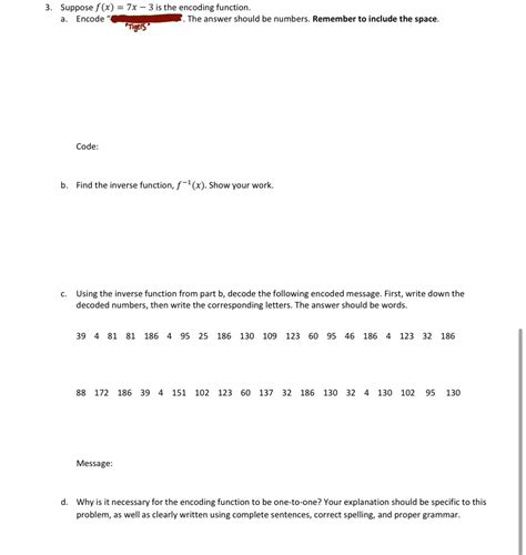 Solved Suppose Fx7x 3 ﻿is The Encoding Functiona
