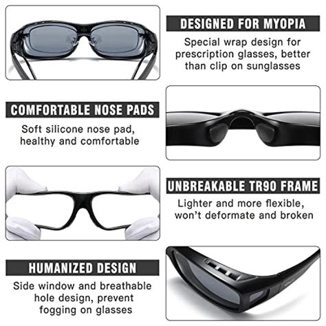 Duco Wraparound Fitover Glasses Polarized Wear Over Sunglasses For Men Women Uv Protection Sun