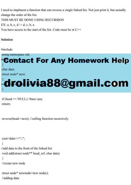 I Need To Implment A Function That Can Reverse A Single Linked Listpdf