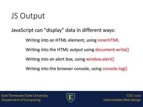 csci 1720 javascript part 1 east tennessee state university