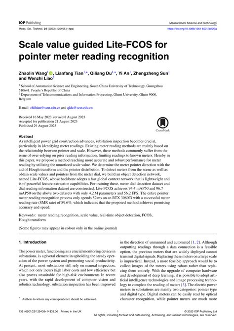 Scale Value Guided Lite Fcos For Pointer Meter Reading Recognition Request Pdf