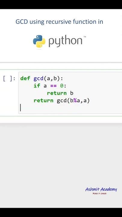Gcd Using Recursive Function In Python Youtube