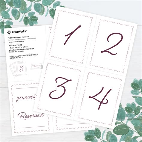 Wedding Table Number Free Printable From Printworks