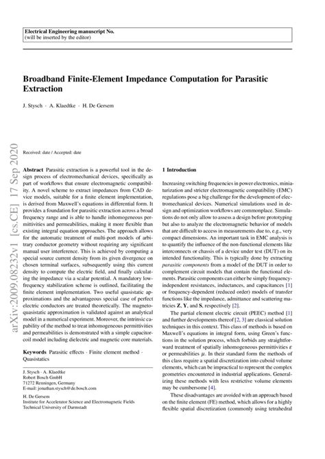 Broadband Finite Element Impedance Computation For Parasitic Extraction Deepai