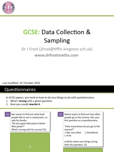 Gcse Datacollection Pdf Sampling Statistics Statistics