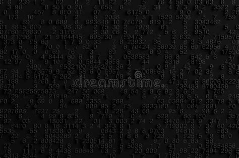 Abstract Black Random Numbers Numeric Characters Background Texture 3d Rendering Stock Image