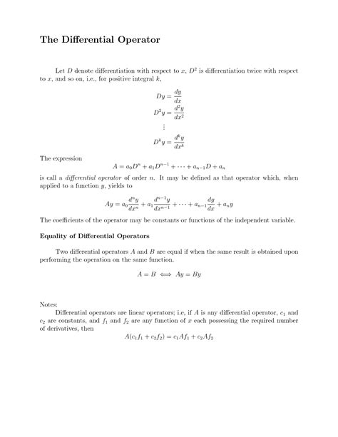 SOLUTION The Differential Operator Studypool