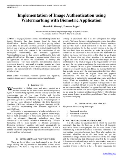 Pdf Implementation Of Image Authentication Using Watermarking With