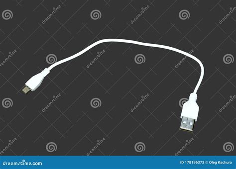 Micro Usb To Usb Cable Plug Of Gray Color Isolated On White Background For Charging Or