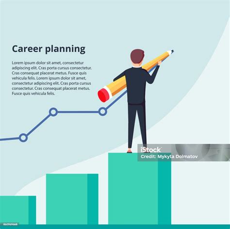 경력 계획입니다 사업가 계단 단계에서 성장 서의 그래프를 그립니다 경력 성장의 개념입니다 개념에 대한 스톡 벡터 아트 및 기타 이미지 Istock