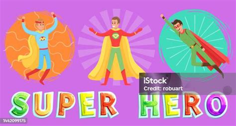 강한 슈퍼 남성은 세상을 구하기 위해 미소 짓고 날아갑니다 빨간 망토를 입은 슈퍼히어로 의상을 입은 용감한 캐릭터 개념에 대한