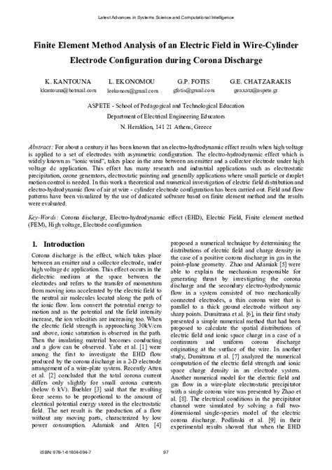 Pdf Finite Element Method Analysis Of An Electric Field In Wire Cylinder Electrode