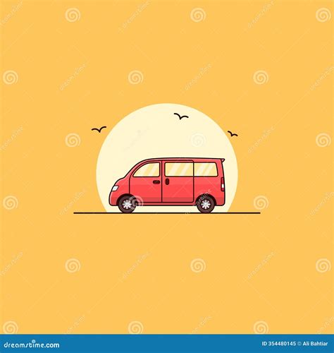 Campervan Icon Set In Thin Line Outline Style Campervan Linear Vector Sign