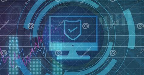 Image Of Statistical Data Processing Over Computer Icon On Round