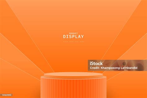 3d 모양 배경이 있는 현실적인 현대 주황색 3d 실린더 연단 받침대 벡터 기하학적 형태 디자인입니다 제품 모형을 위한 벽 장면 쇼케이스를 위한 3d 무대 3d 벡터 렌더링