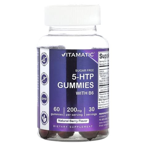 Vitamatic 5 Htp Gummies With B6 Natural Berry 200 Mg 60 Gummies