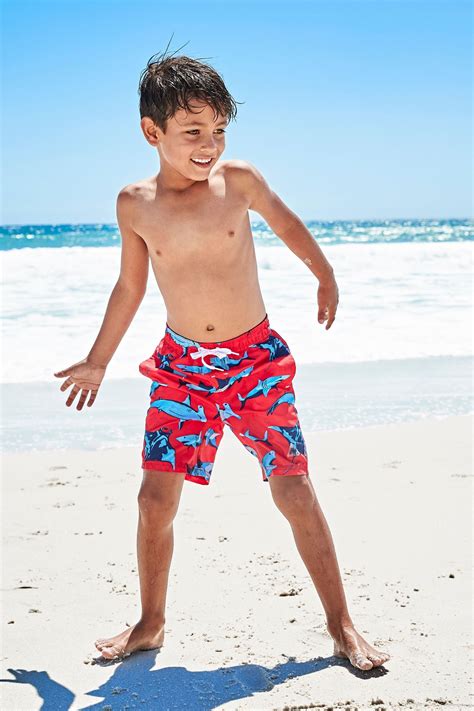 Boys Next Red Shark Print Swim Shorts 3 16yrs Red Boys Swim