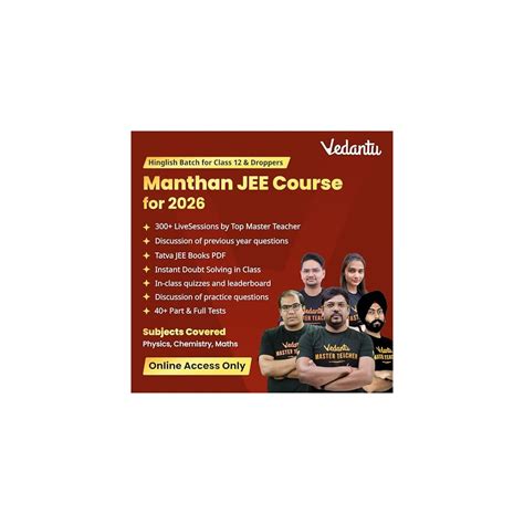 Vedantu Manthan Jee 2026 Online Course Class 12 And Droppers Hinglish