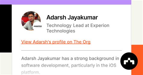 Adarsh Jayakumar Technology Lead At Experion Technologies The Org