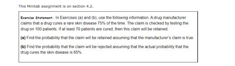 solved this minitab assignment is on section 4 2 exercise