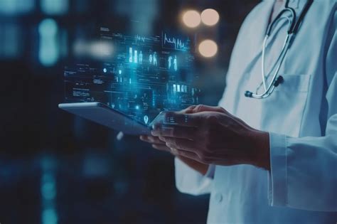Doctor Analyzing Patient Health Data On Tablet Premium Ai Generated Image