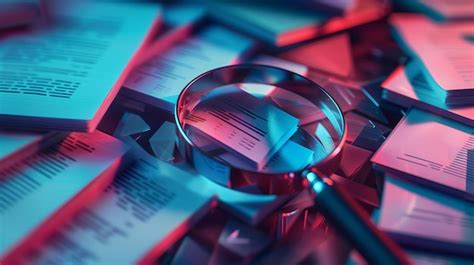 Premium Photo A Magnifying Glass Scanning Through A Pile Of Digital Documents