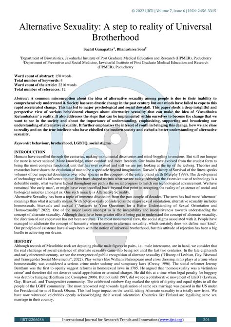 PDF Alternative Sexuality A Step To Reality Of Universal Brotherhood
