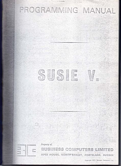 Bcl Susie V Programming Manual Manual Computing History