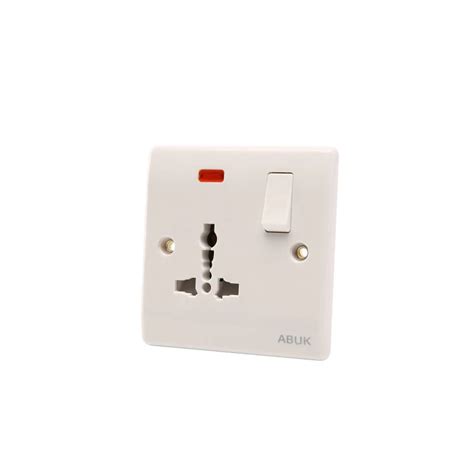 Abuk Eu Uk 1gang 2way 220v Ac Switch And Socket Universal Multi Power Single Wall Plug Socket