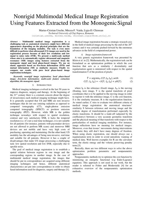 pdf nonrigid multimodal medical image registration using features extracted from the monogenic