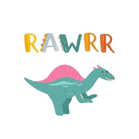 귀여운 공룡 손으로 그린 레터링 러브 어드벤처 디노 플랫 벡터 타이포그래피 어린이 책 티셔츠 배너 카드 로고를 위한 격리된