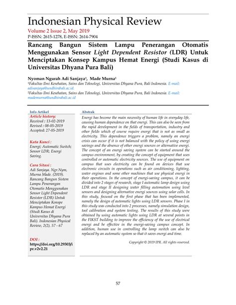 Pdf Rancang Bangun Sistem Lampu Penerangan Otomatis Menggunakan Sensor Light Dependent