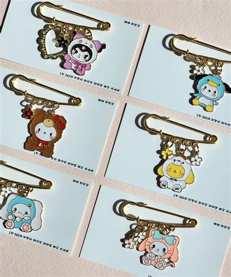 산리오 옷핀 브로치 뱃지 배지 학생선물 귀여운뱃지 시나모롤 마이멜로디 폼폼푸린 포차코 포챠코 키티 쿠로미 뱃지 캐릭터뱃지 에이블리