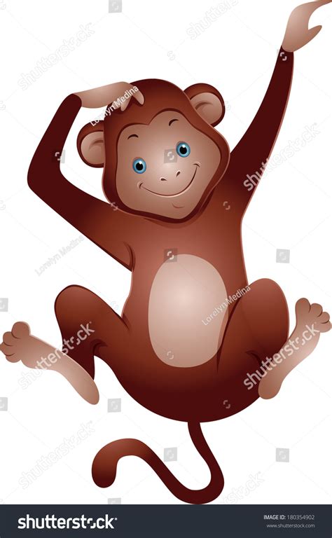 Illustration Cute Monkey Scratching Head Stock Vector Royalty Free Shutterstock