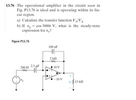 solved 13 76 the operational amplifier in the circuit seen