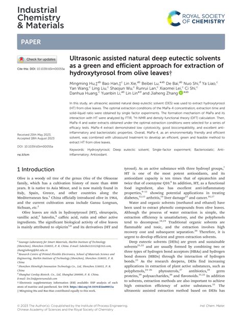 Pdf Ultrasonic Assisted Natural Deep Eutectic Solvents As A Green And Efficient Approach For