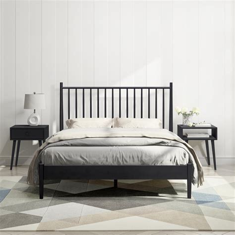 Amazon NTC Inno Wooden Bed Frame With Headboard Solid Oak And