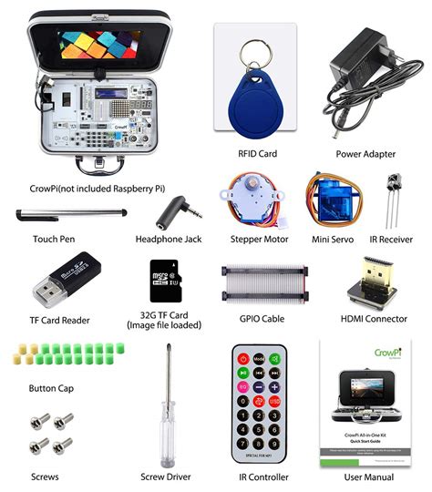 elecrow crowpi raspberry pi 4b 3b learning computer sensor kit for learning coding and