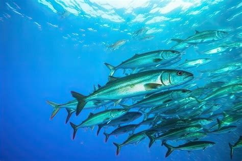Premium Ai Image Beautiful School Of Barracuda In The Sea Generative Ai