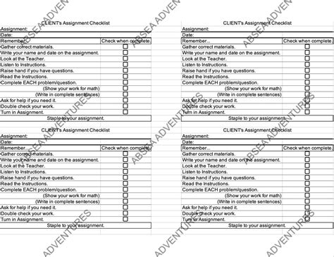 Assignment Checklist Behavior Analyst Resource Center