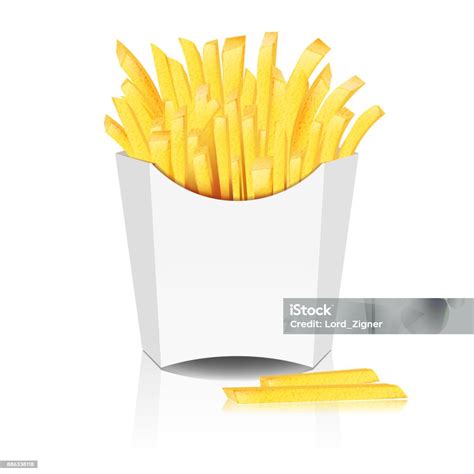 흰색 바탕에 팩 감자 튀김입니다 비웃는 다 벡터 일러스트 레이 션 3차원 형태에 대한 스톡 벡터 아트 및 기타 이미지 3차원 형태 모형 프렌치 프라이 Istock