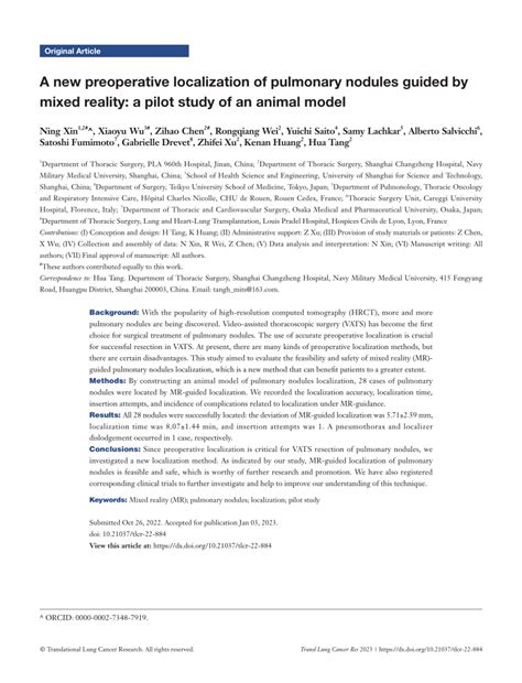 Pdf A New Preoperative Localization Of Pulmonary Nodules Guided By